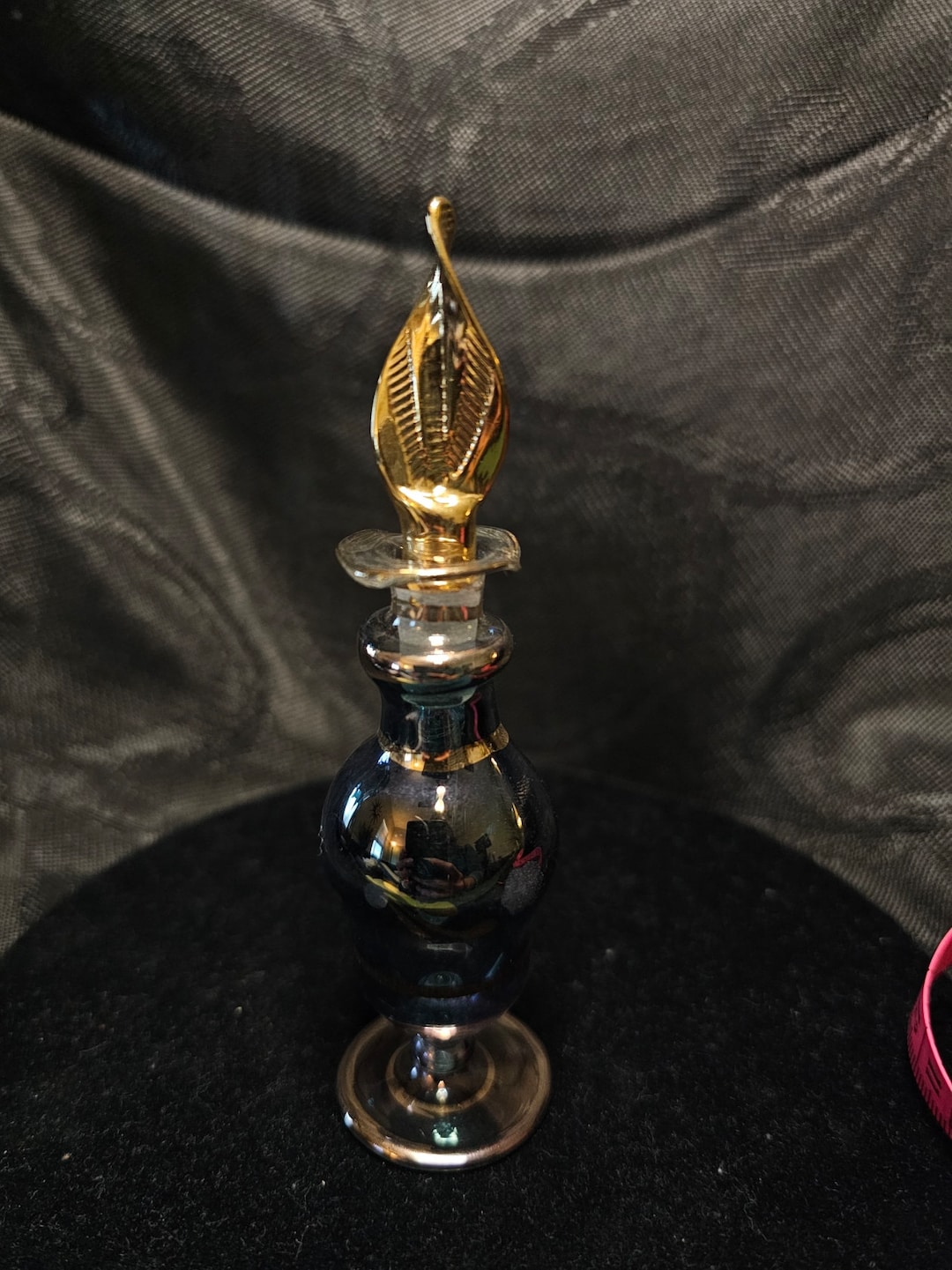 SM Blue Perfume Bottle, With Gold Accents - 5 in Tall - Etsy