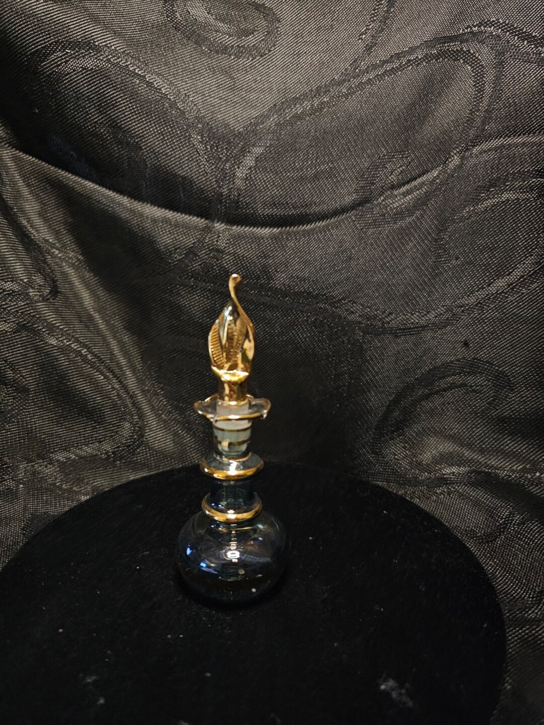 SM Vintage Perfume Bottle, Blue With Gold Accents - 4 in Tall - Etsy