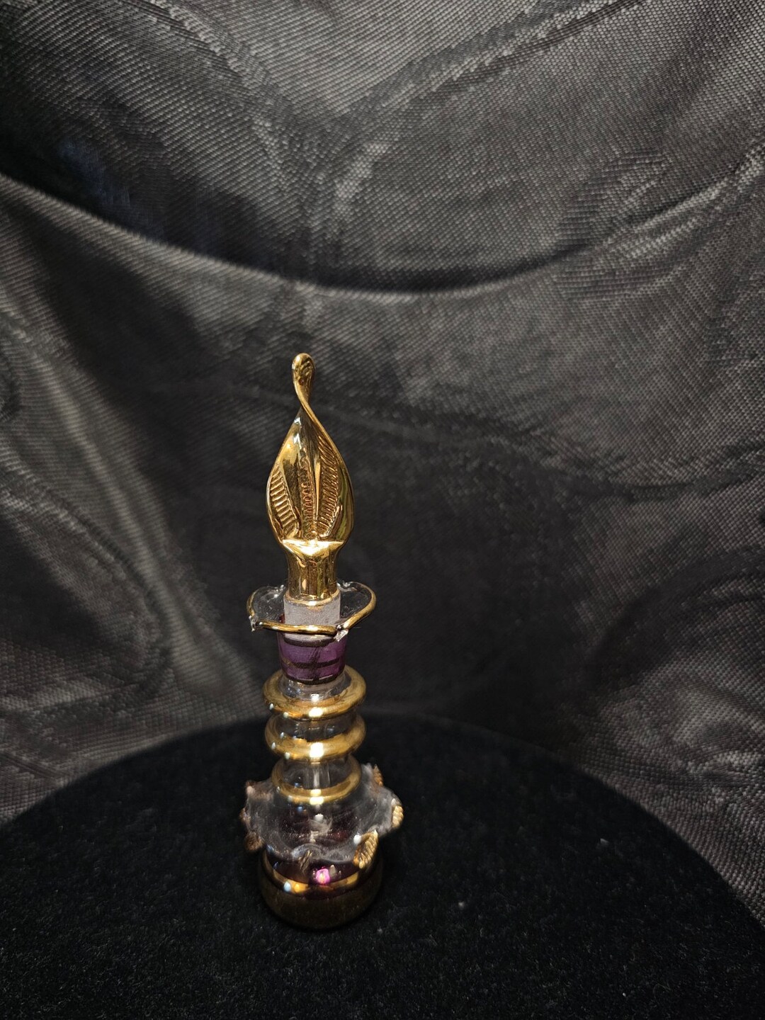SM Vintage Perfume Bottle, Purple With Gold Accents - 4.5 in Tall - Etsy