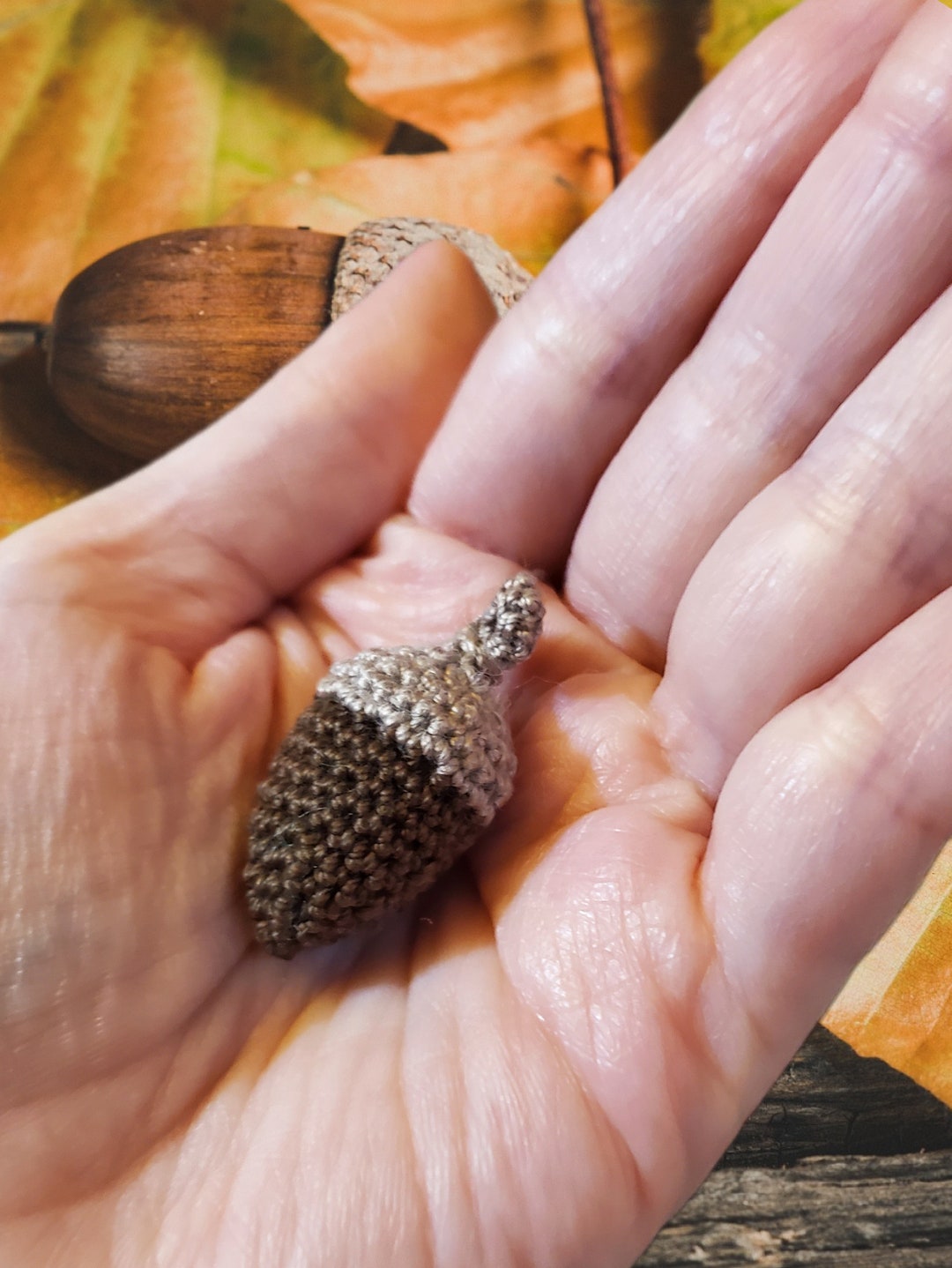 Crochet Acorn | Micro Amigurumi | One (1) Tiny Pocket Acorn | With or ...