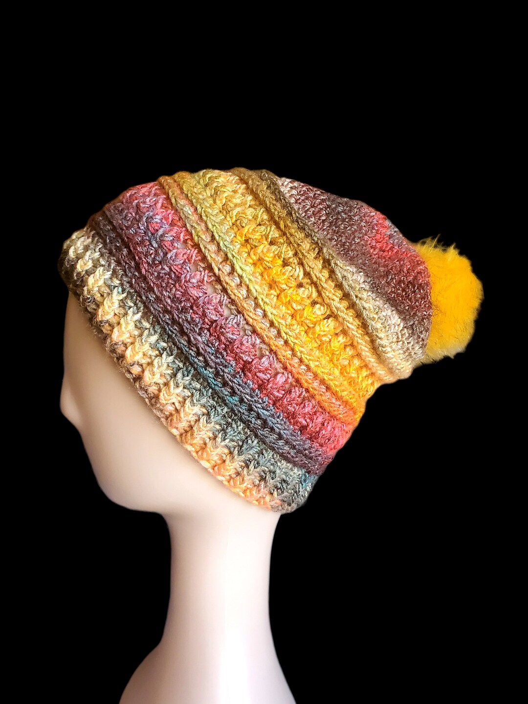 Crochet Slightly Slouchy Beanie | Multicolor Soft Winter Hat | Colorful ...
