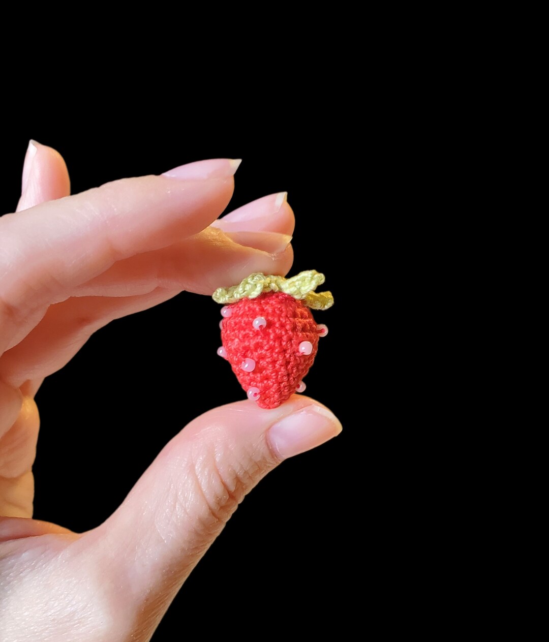Tiny Crochet Strawberry: Micro Amigurumi Keychain or Ornament - Etsy