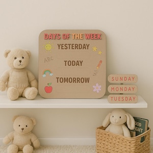 Montessori Days of the Week Board: Wooden Calendar, Toddler Learning - Etsy
