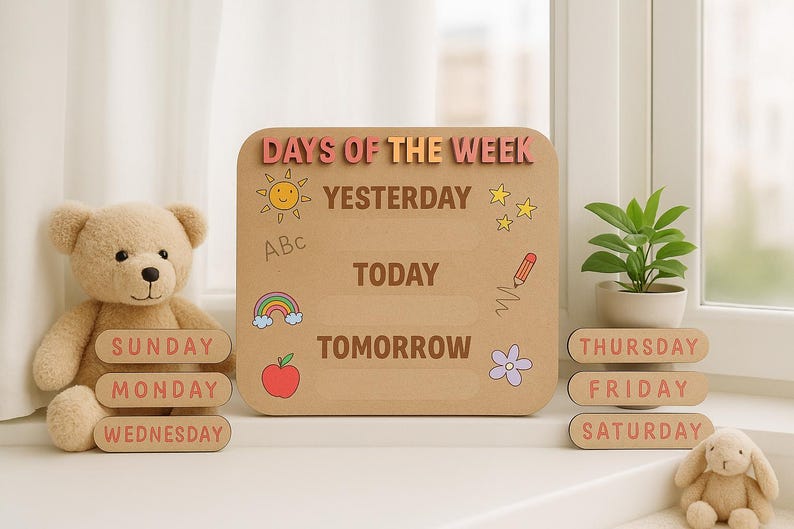Montessori Days of the Week Board: Wooden Calendar, Toddler Learning - Etsy