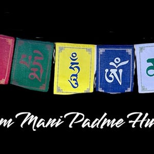 Om Mani Padme Hum...buddhist Prayer Flags for Wall Hanging..altars ...