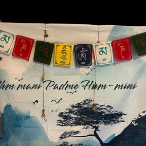 Om Mani Padme Hum...buddhist Prayer Flags for Wall Hanging..altars ...