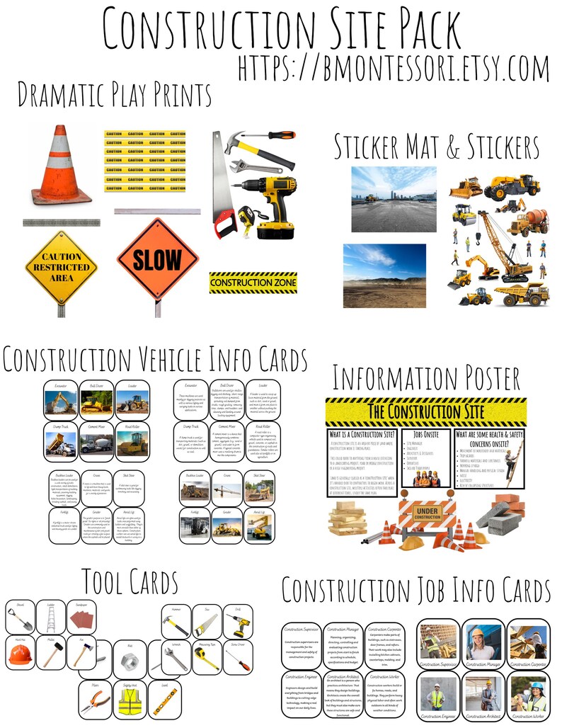 Construction Site Pack, Dramatic Play, Homeschool Materials, Unit Study ...