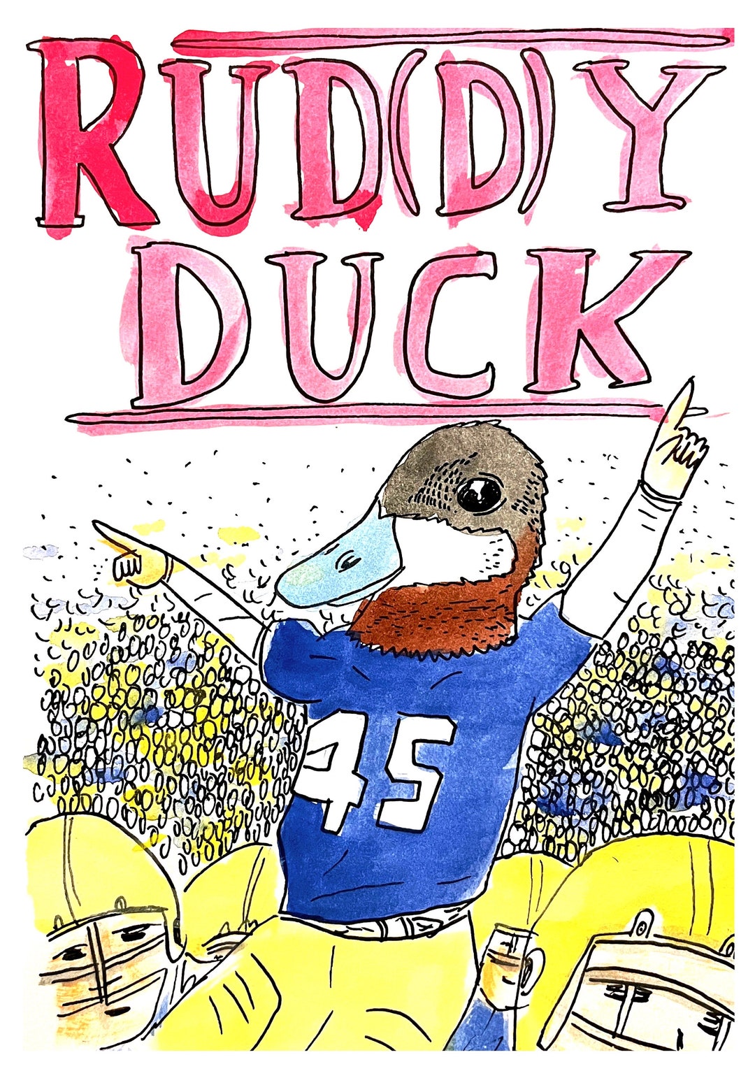 Ruddy Duck Art Print, Rudy Movie, Watercolor, Funny Animal Art, Bird ...