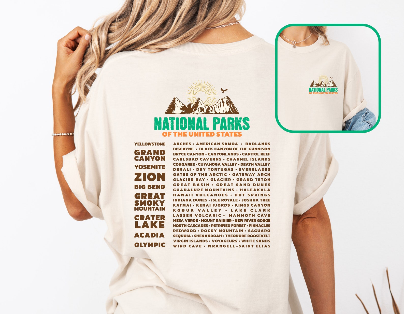 National Parks of the United States Shirt - Oversized Shirt With List ...