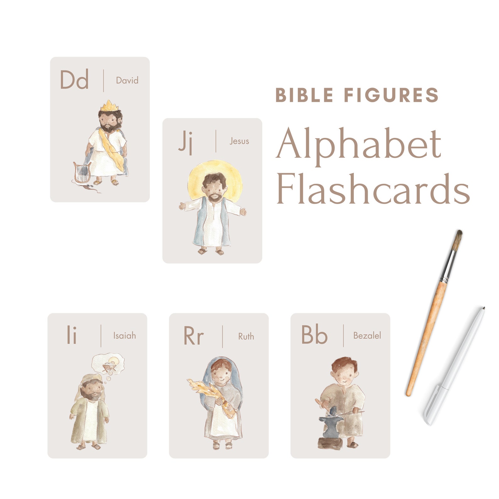 Alphabet Flash Cards With Bible Figures, Printable, ABC Flashcards ...