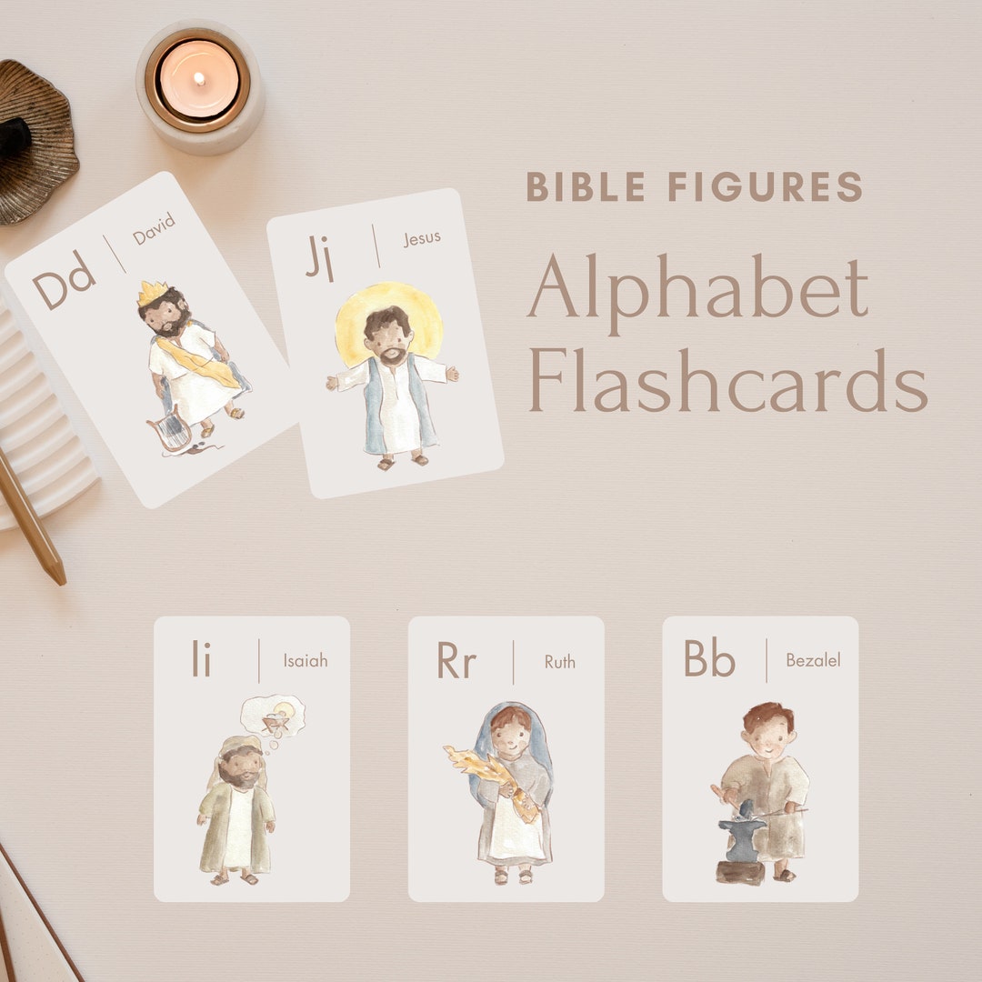 Alphabet Flash Cards With Bible Figures, Printable, ABC Flashcards ...