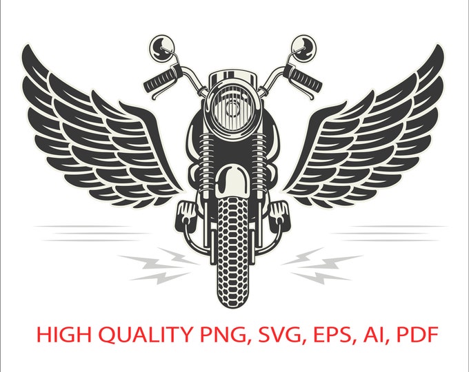 Winged Bike Svg, Motorbyke Png, Motorbike With Wings Svg, Motorcycle ...