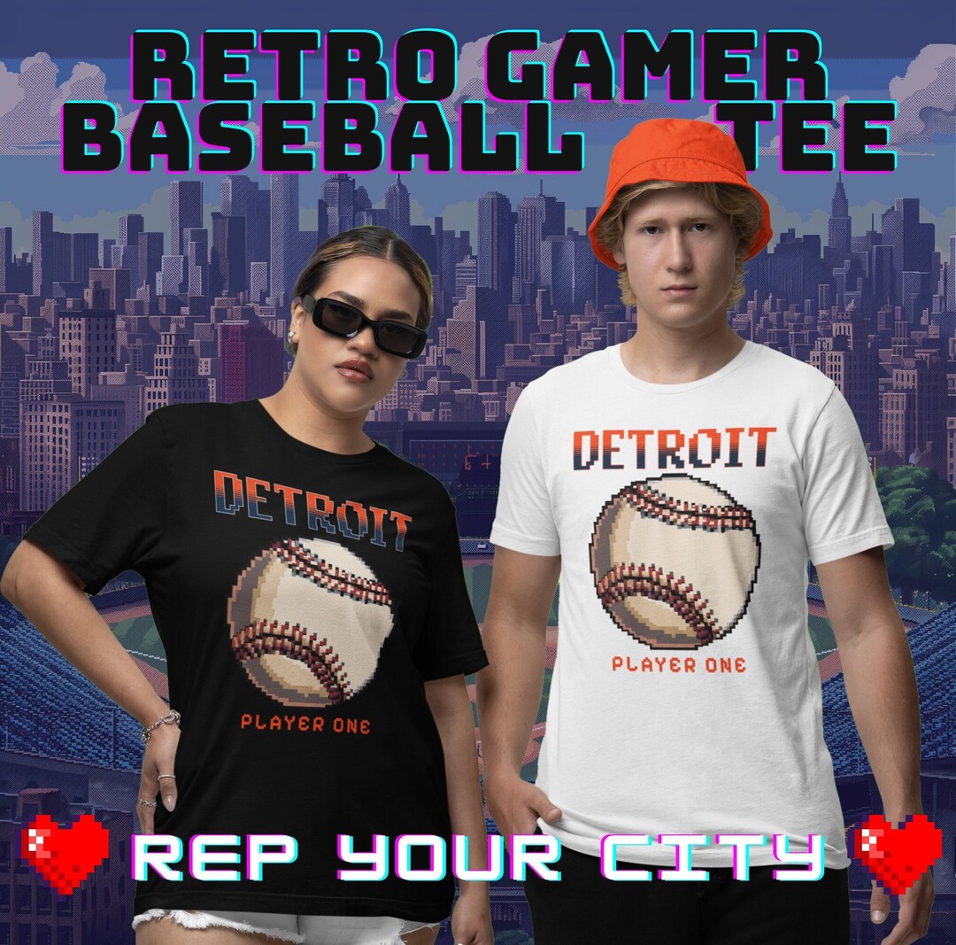Detroit Retro Video Game Baseball T-shirt, Represent Motor City Home ...