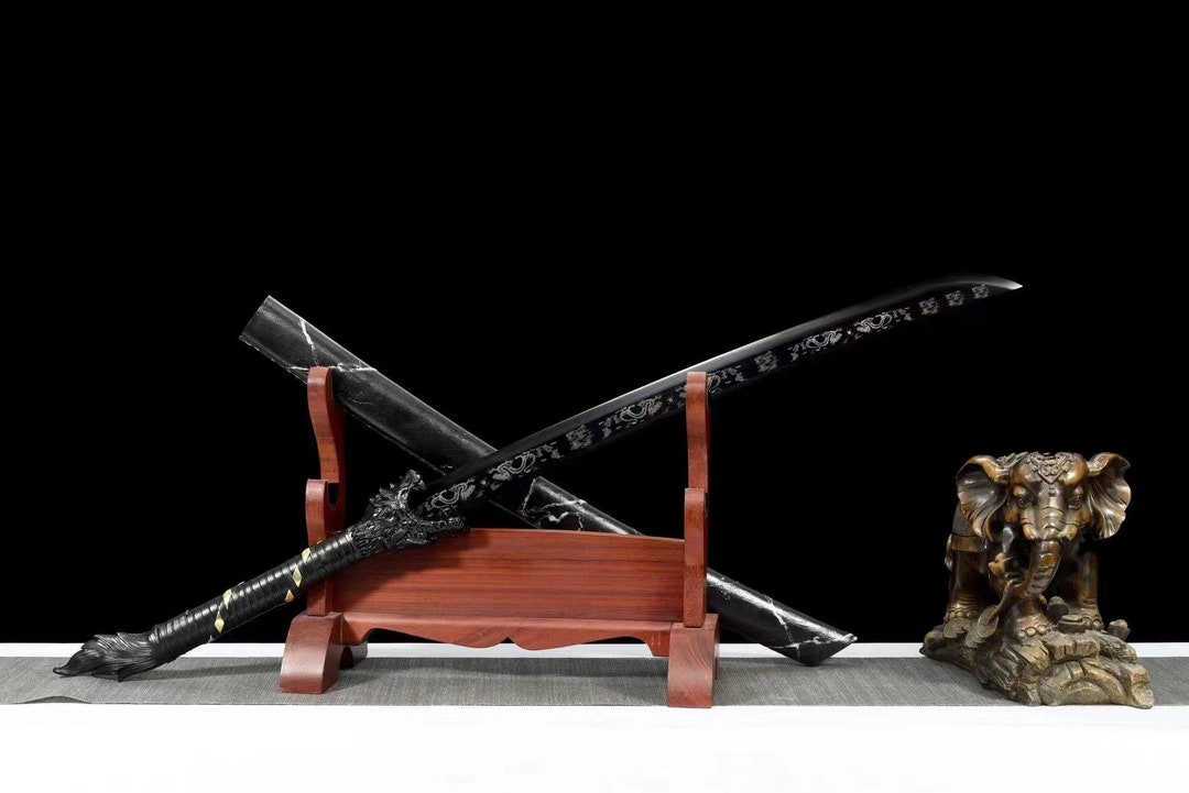 Anime Swordroasted Black Bladejapanese Samurai Swordreal - Etsy