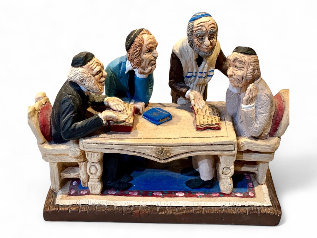 Jewish Judaica Sculpture Rabbis Discussing Torah, Ceramic Sculpture ...