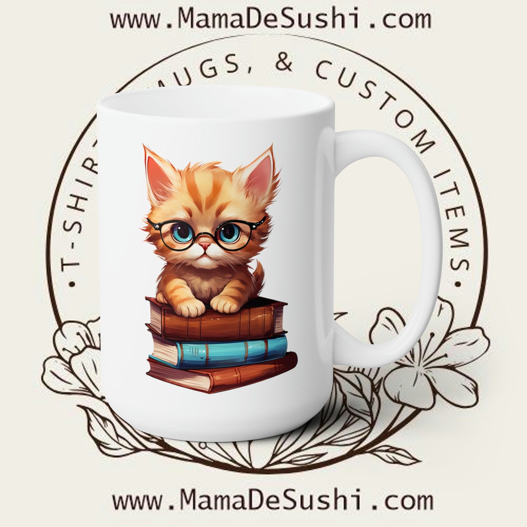 Bookworm With Paws Book Lovers Mamadesushi Ceramic Mug - Etsy