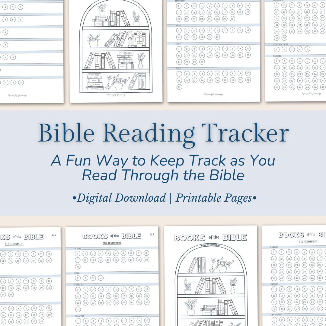 Bible Reading Tracker Bundle Printable Old & New Testament Bookshelf ...