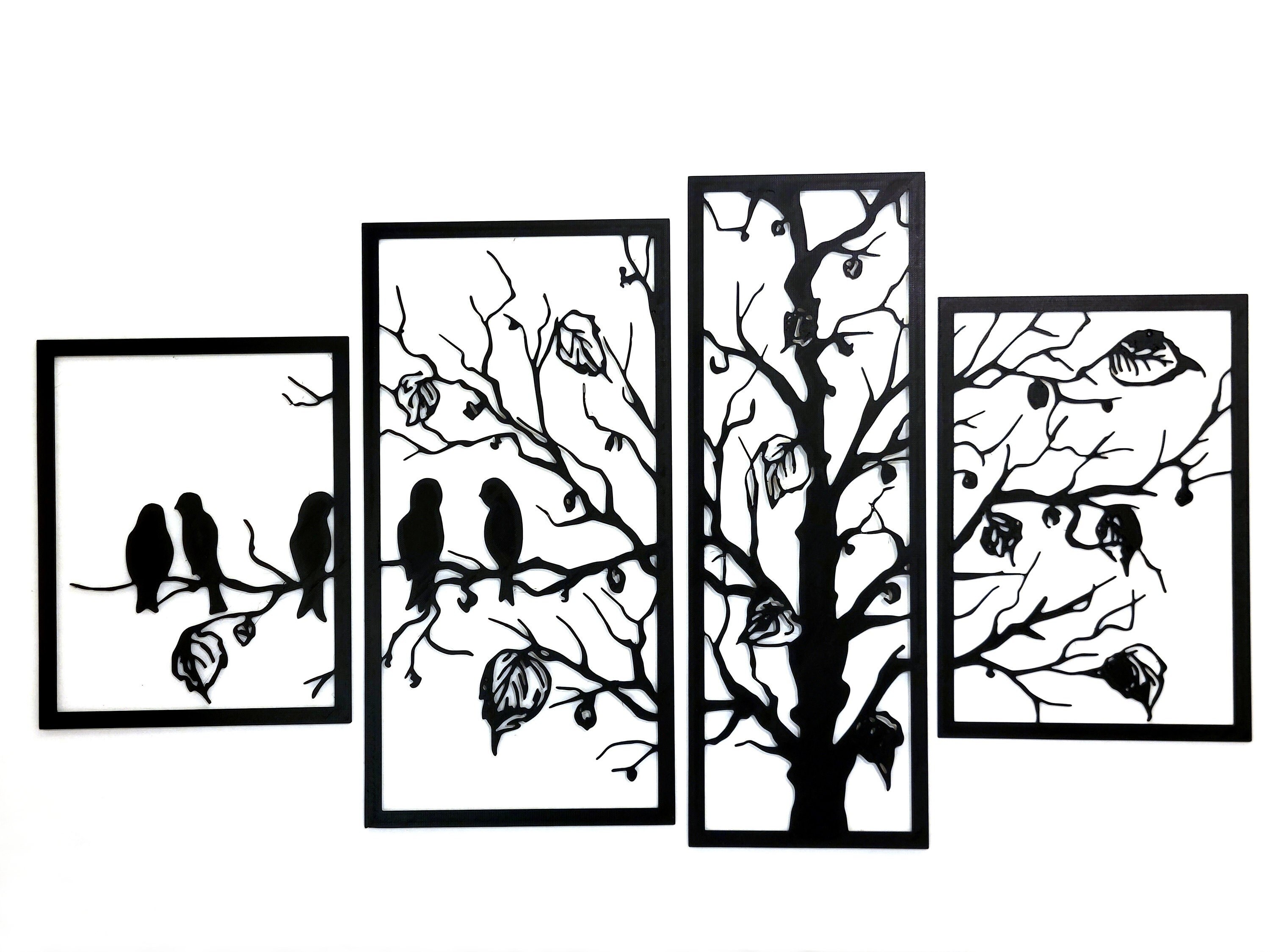 3D Printed Birds on a Tree Polyptych Wall Decor Art - Etsy
