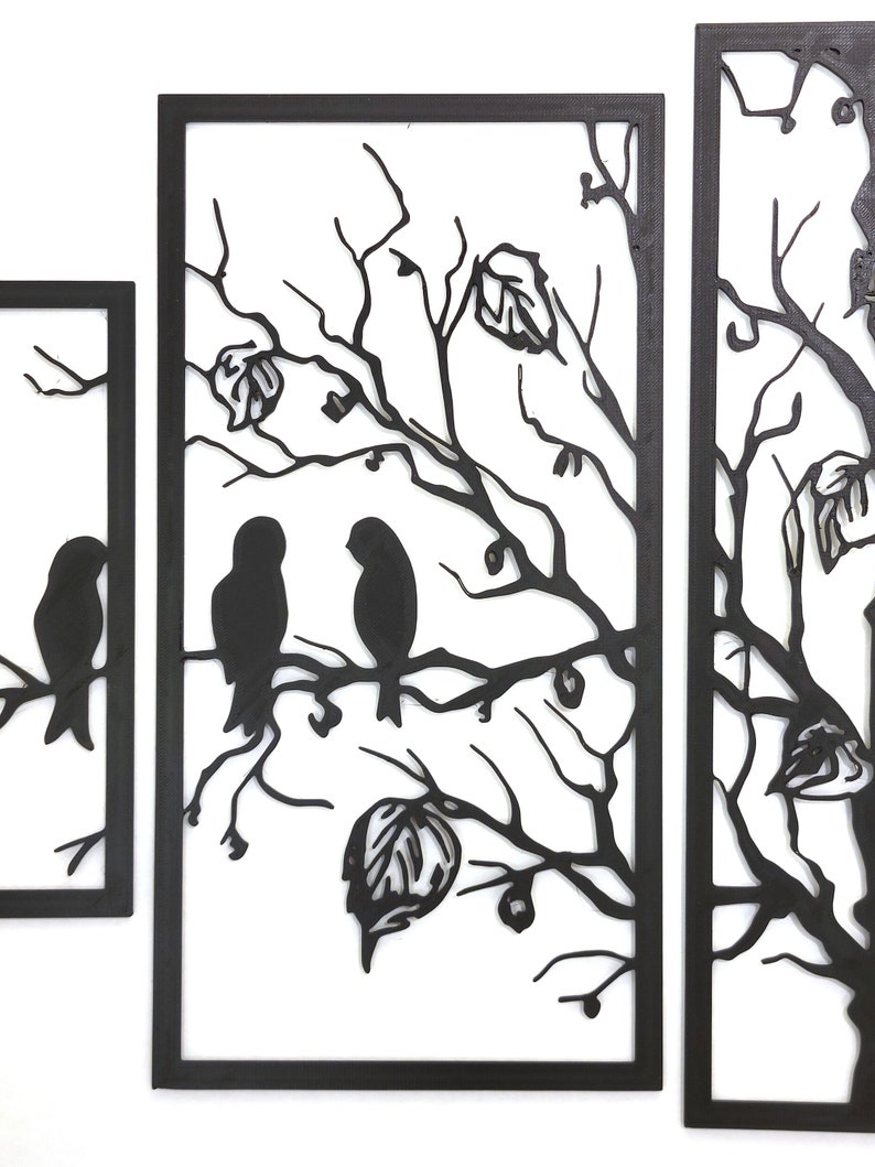 3D Printed Birds on a Tree Polyptych Wall Decor Art - Etsy