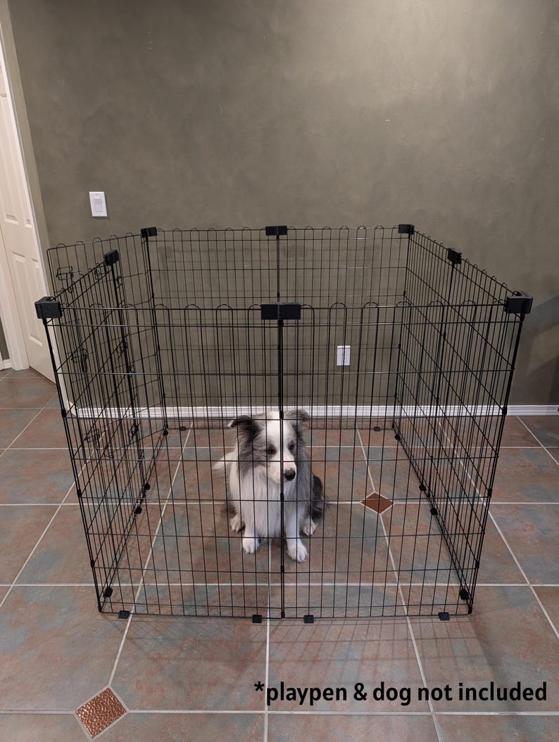 4 Corner + 4 Straight Brackets for Wire Metal Pet Dog Exercise Playpen ...