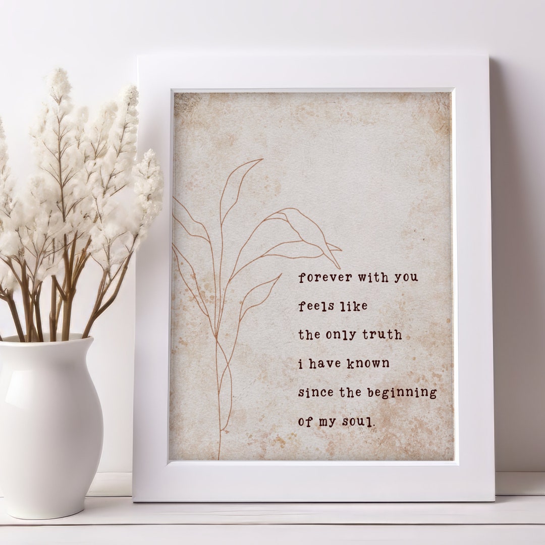 Love Poem Print One Piece Poster Romantic Quotes Fiance Gift for Him ...
