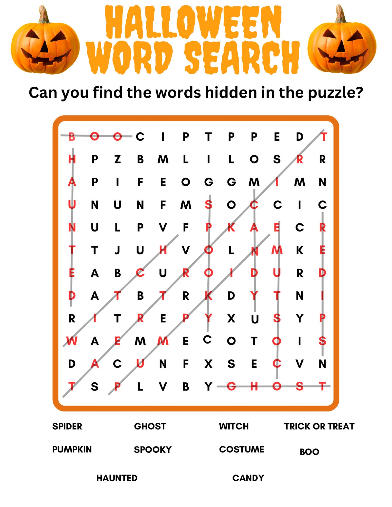 Halloween Word Search, Printable Halloween Activity, Kids Halloween ...