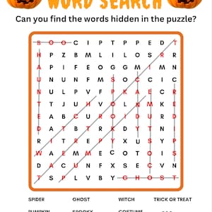 Halloween Word Search, Printable Halloween Activity, Kids Halloween ...