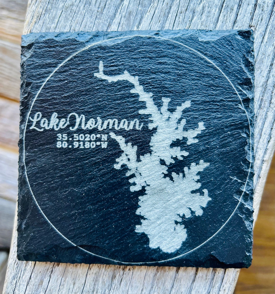 Lake Norman Slate Coasters Set of 4 W/ Stained Wooden Box - Etsy