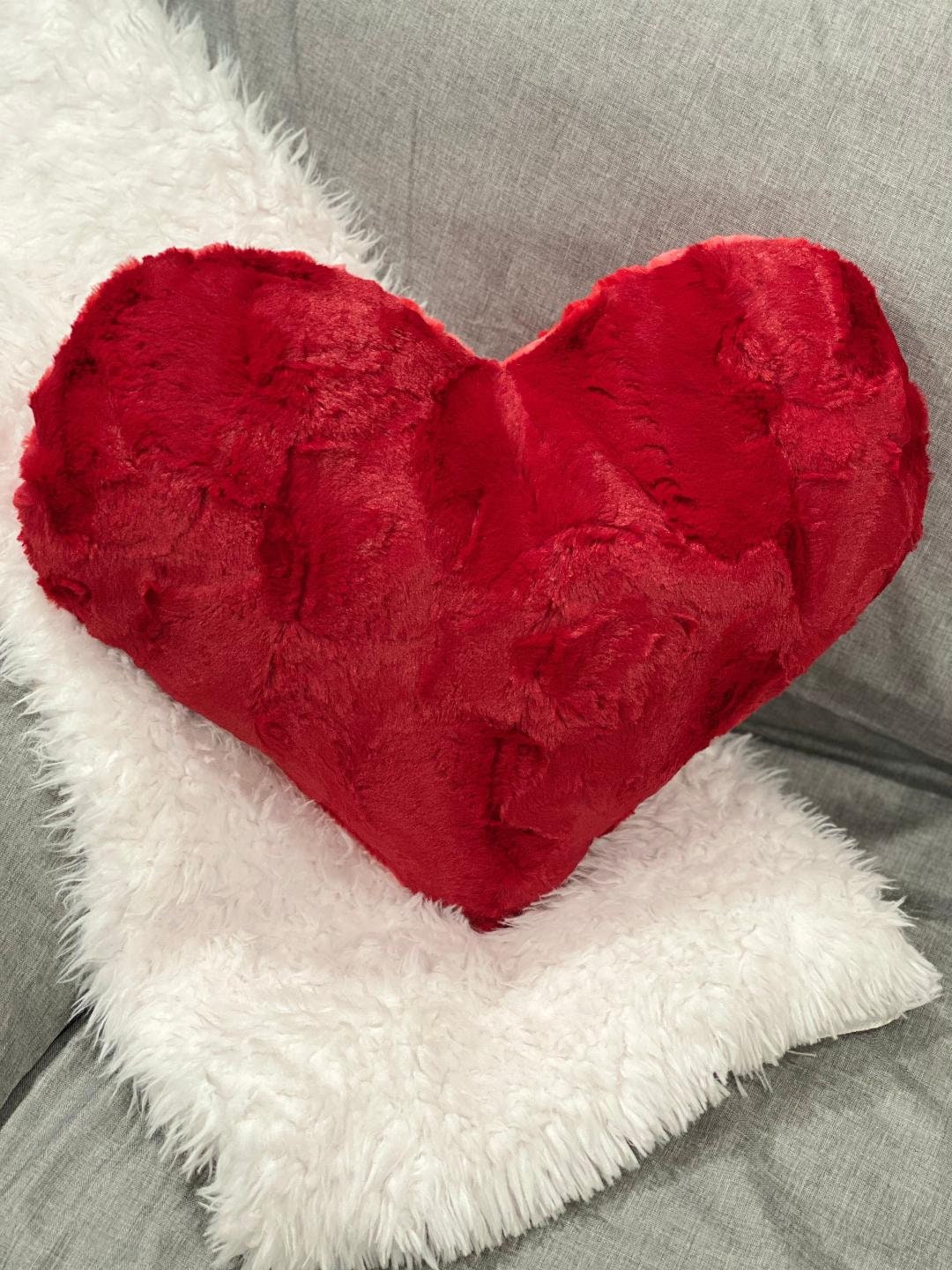 Red Heart Minky Fabric, Red Heart Stuffed Pillow, Red Heart Plushie ...