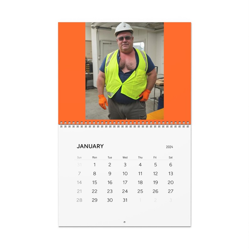 Hunk Chubby Construction Workers Wall Calendar 2024 Fat Guy Big Men - Etsy