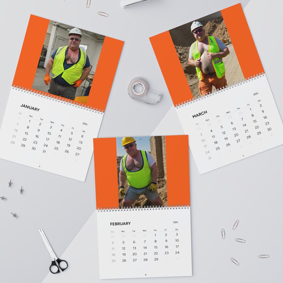 Hunk Chubby Construction Workers Wall Calendar 2024 Fat Guy Big Men - Etsy