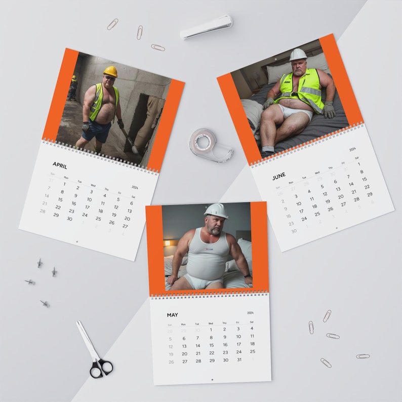 Hunk Chubby Construction Workers Wall Calendar 2024 Fat Guy Big Men - Etsy