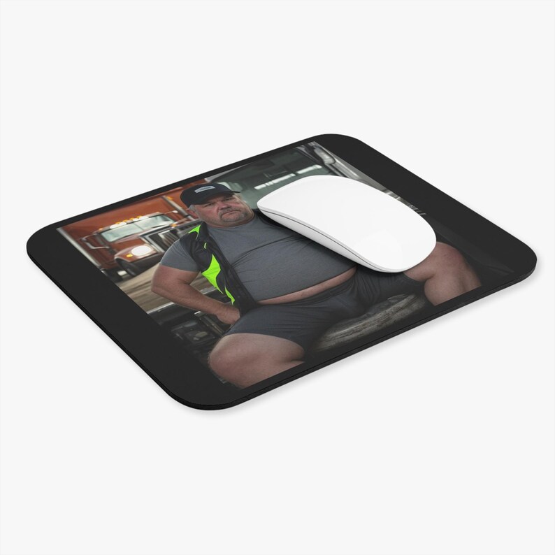 Trucker Mouse Pad, Chubby Fat Truck Driver Office Desk Accessories ...