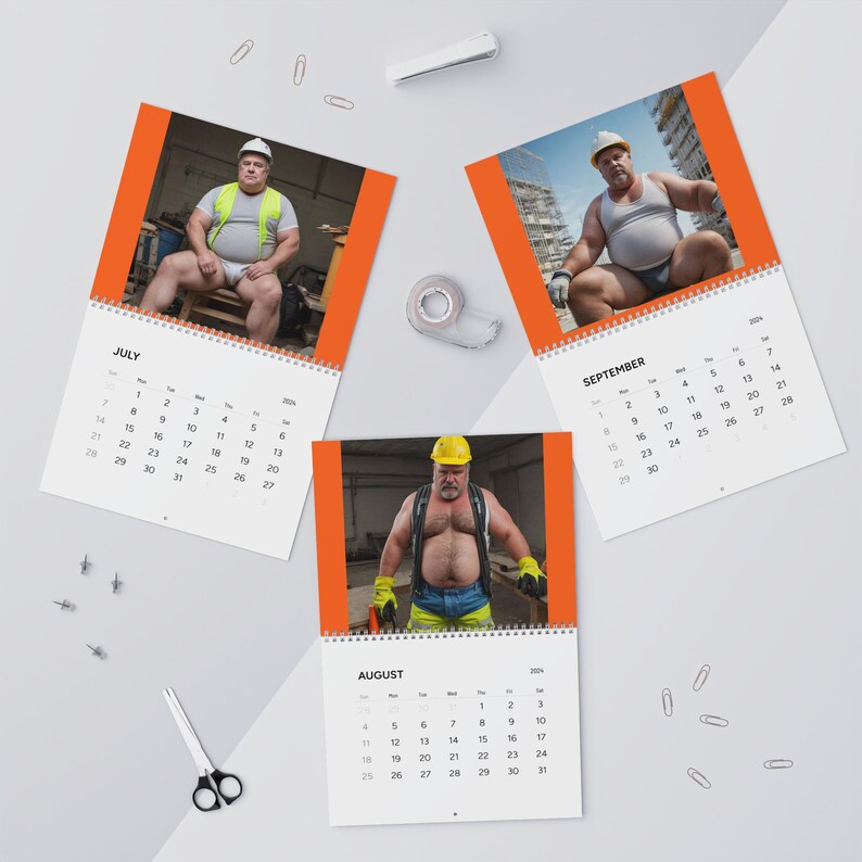 Hunk Chubby Construction Workers Wall Calendar 2024 Fat Guy Big Men - Etsy