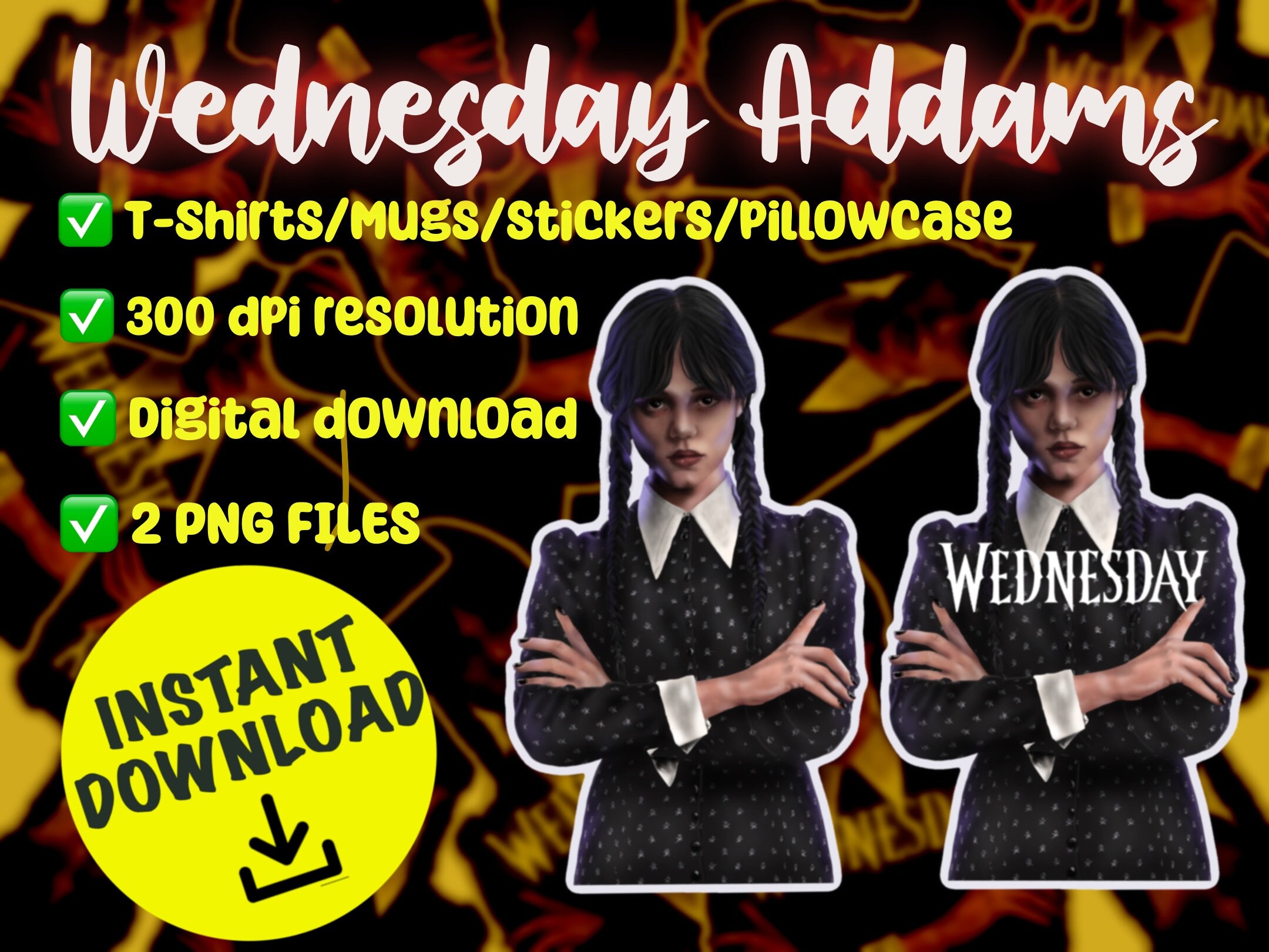 PRINTABLE Wednesday Addams Instant Digital Download stickers - Etsy