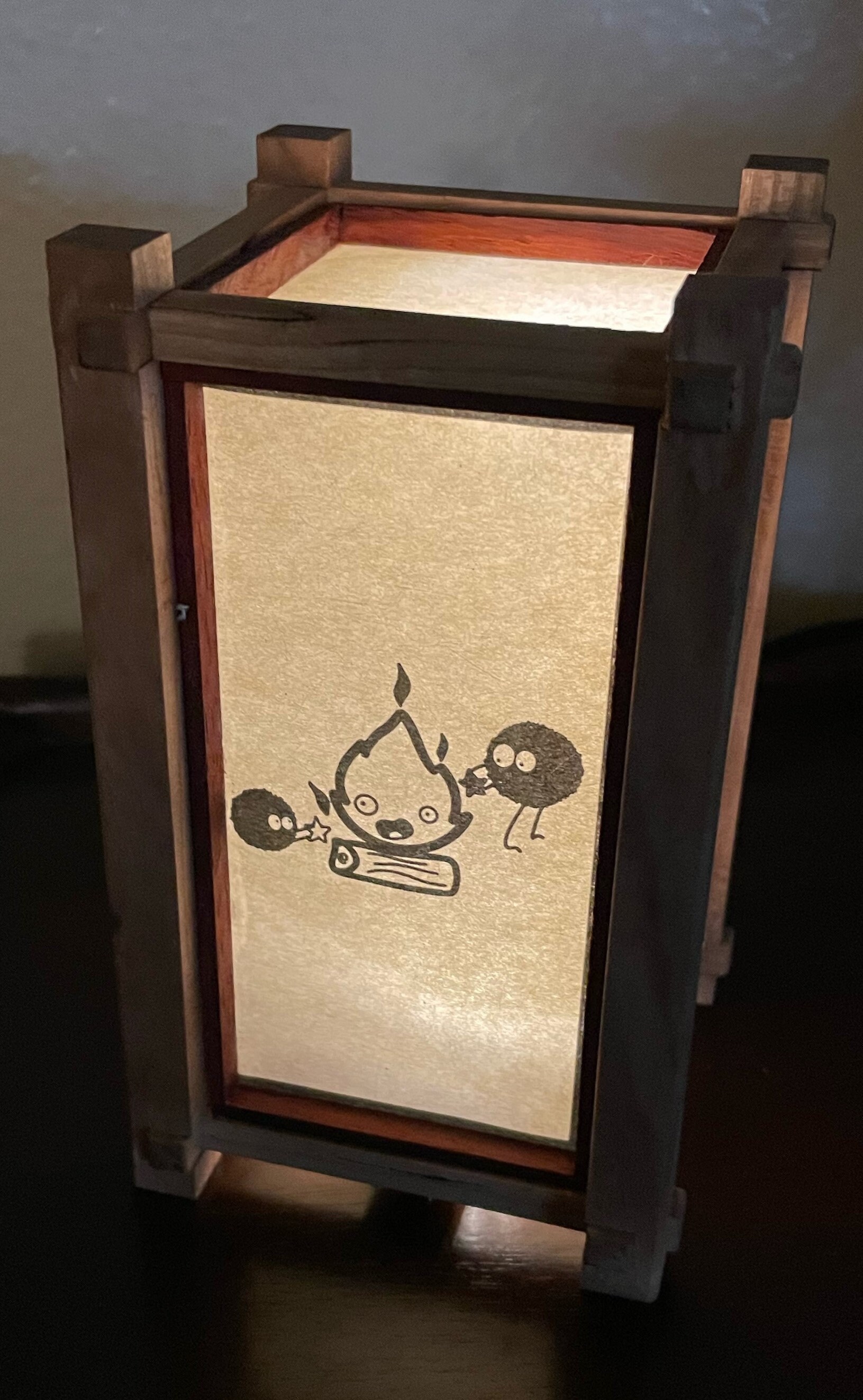 Calcifer Themed Wooden Shoji Lamp - Etsy