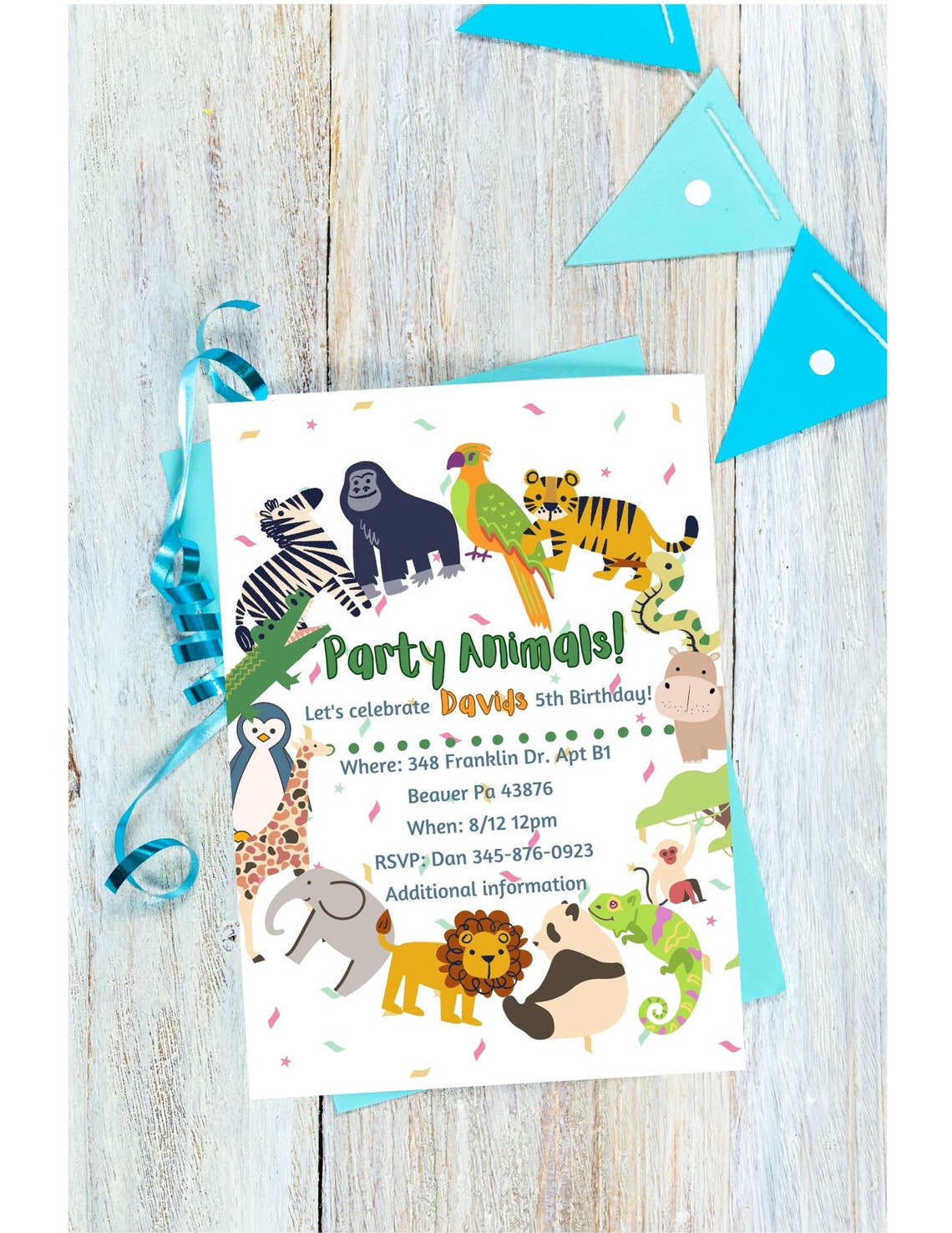 Zoo Party Animals Birthday Invitation, Kids Birthday Invitation, Zoo ...