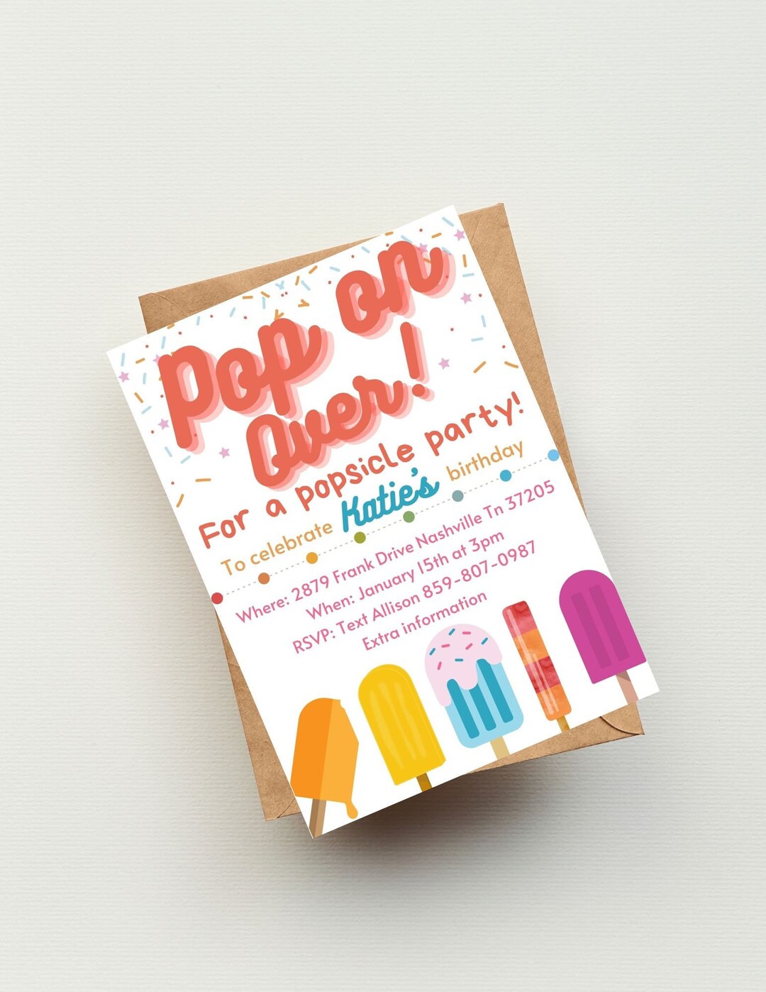Popsicle Birthday Invitation Template Summer Birthday Invite Pop on ...