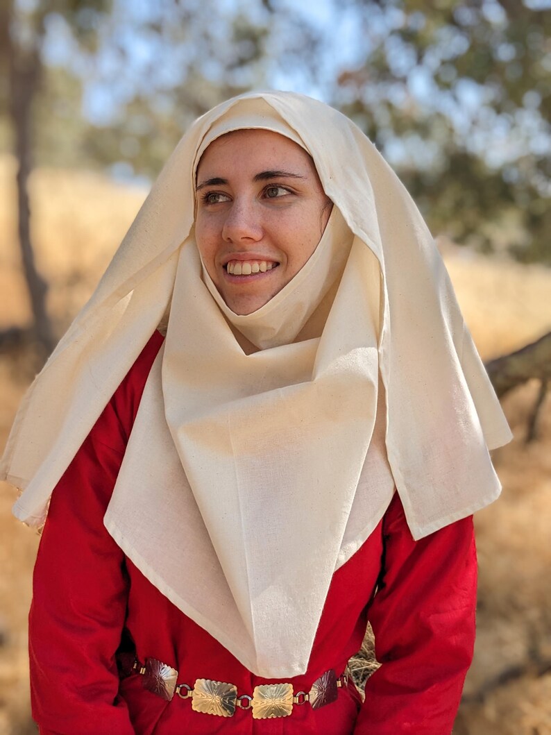 Unbleached Medieval Veil and Wimple Set for Reenactment and Nun Costume ...