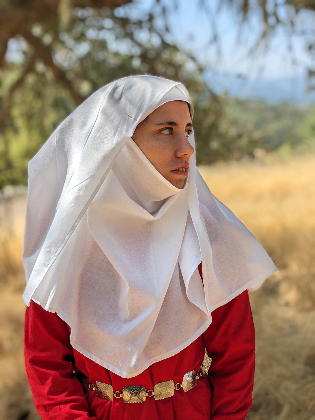 White Medieval Veil and Wimple Set for Reenactment and Costume - Etsy