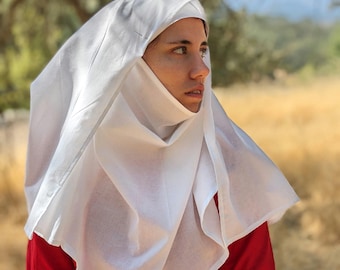 Unbleached Medieval Veil and Wimple Set for Reenactment and Nun Costume ...