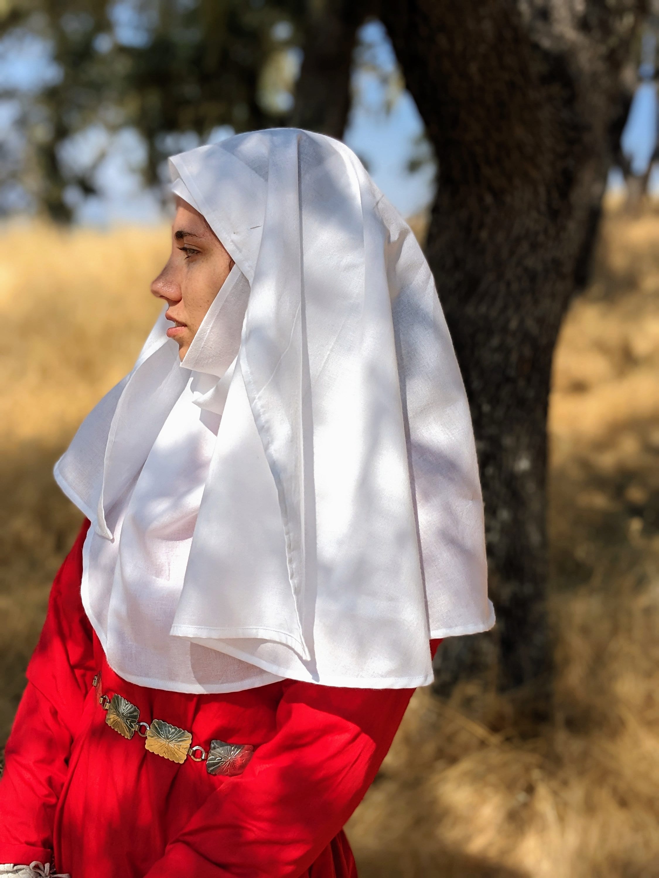 White Medieval Veil and Wimple Set for Reenactment and Costume - Etsy