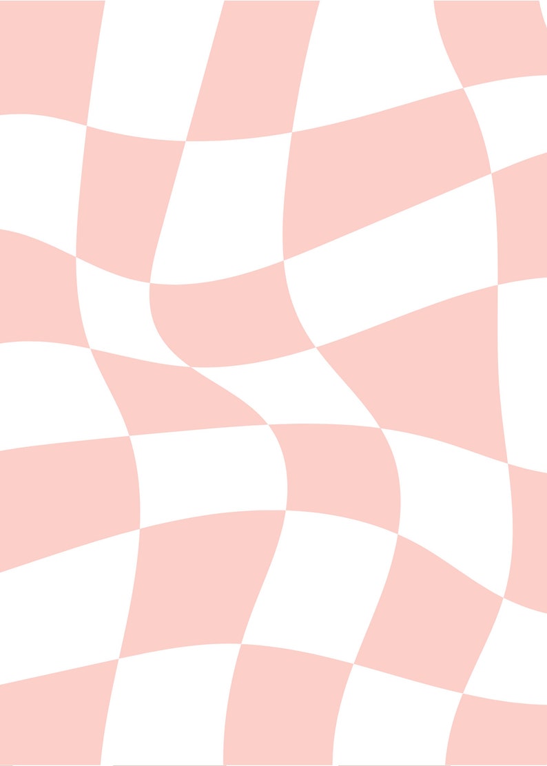 Peach Pink Wavy Checkers, Trendy Funny Good Vibes, Wall Art Poster for ...