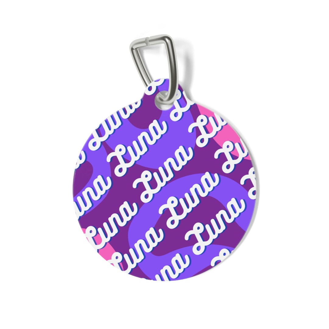 Pet ID Name Tag pet Collar Name Tag for Dog or Cat Purple and Pink - Etsy