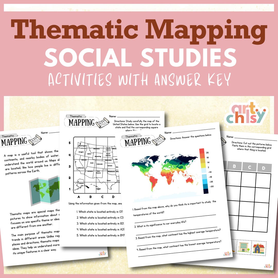 Thematic Mapping Worksheets Social Studies Activities Geography Map ...