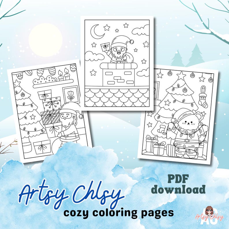 Christmas Coloring Pages for Kids Cozy Holiday Coloring Printables for ...