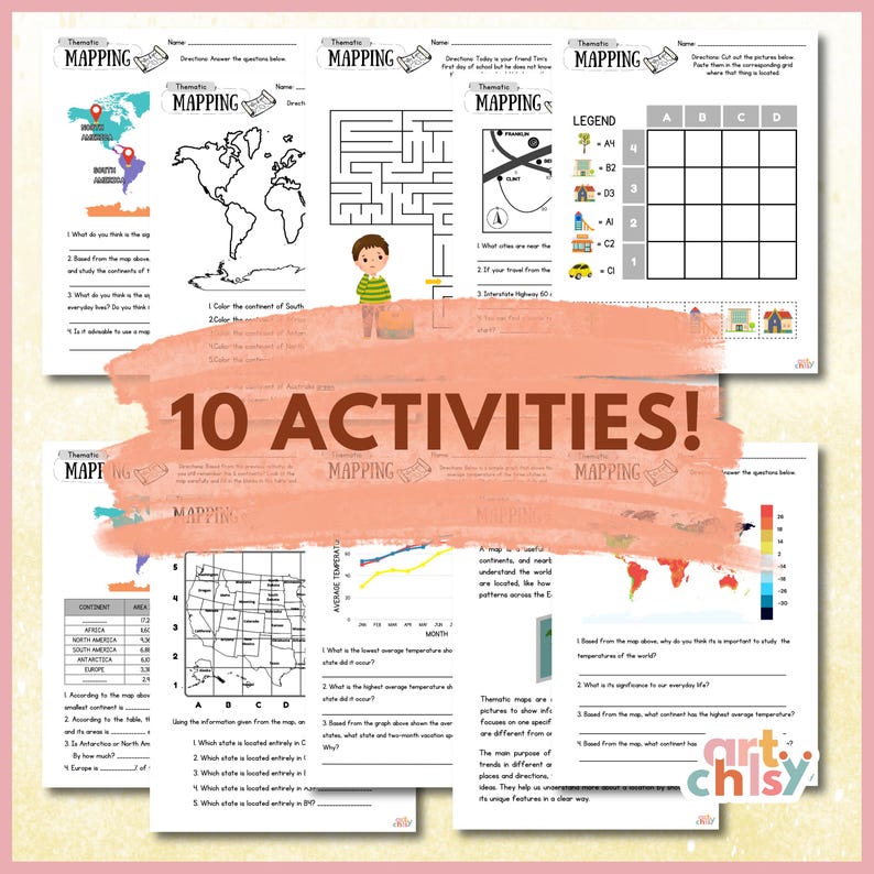 Thematic Mapping Worksheets Social Studies Activities Geography Map ...