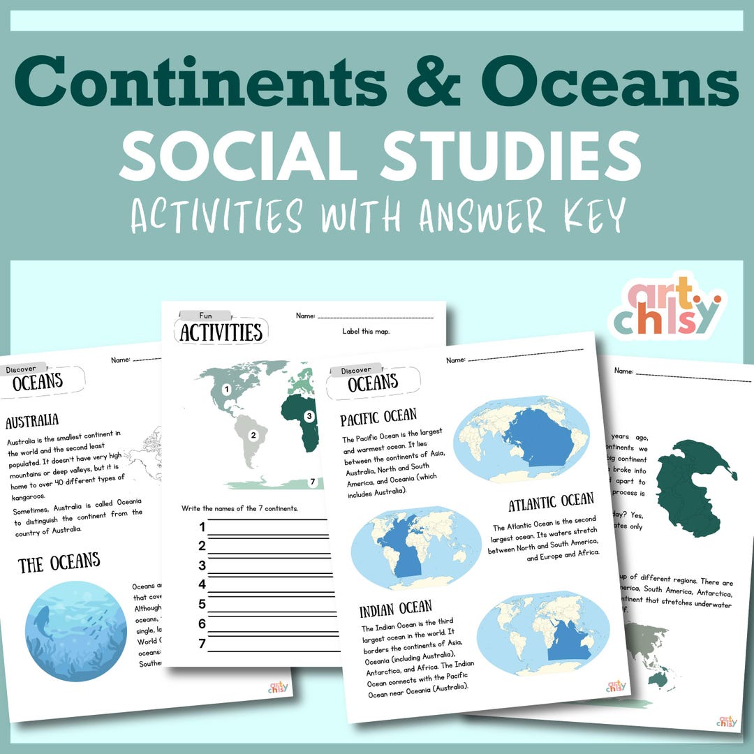 Continents and Oceans Social Studies Worksheets Geography Activities ...