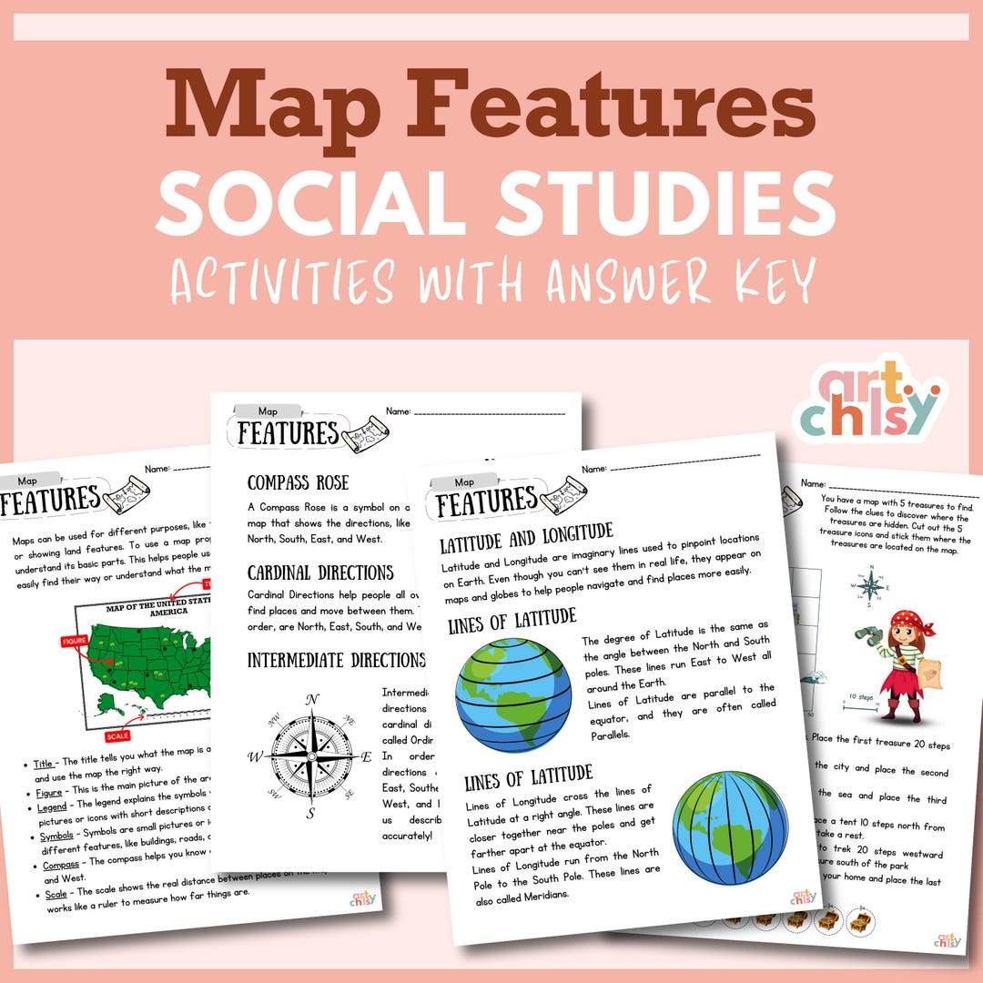 Map Elements Social Studies Worksheet Printable Geography Worksheet for ...