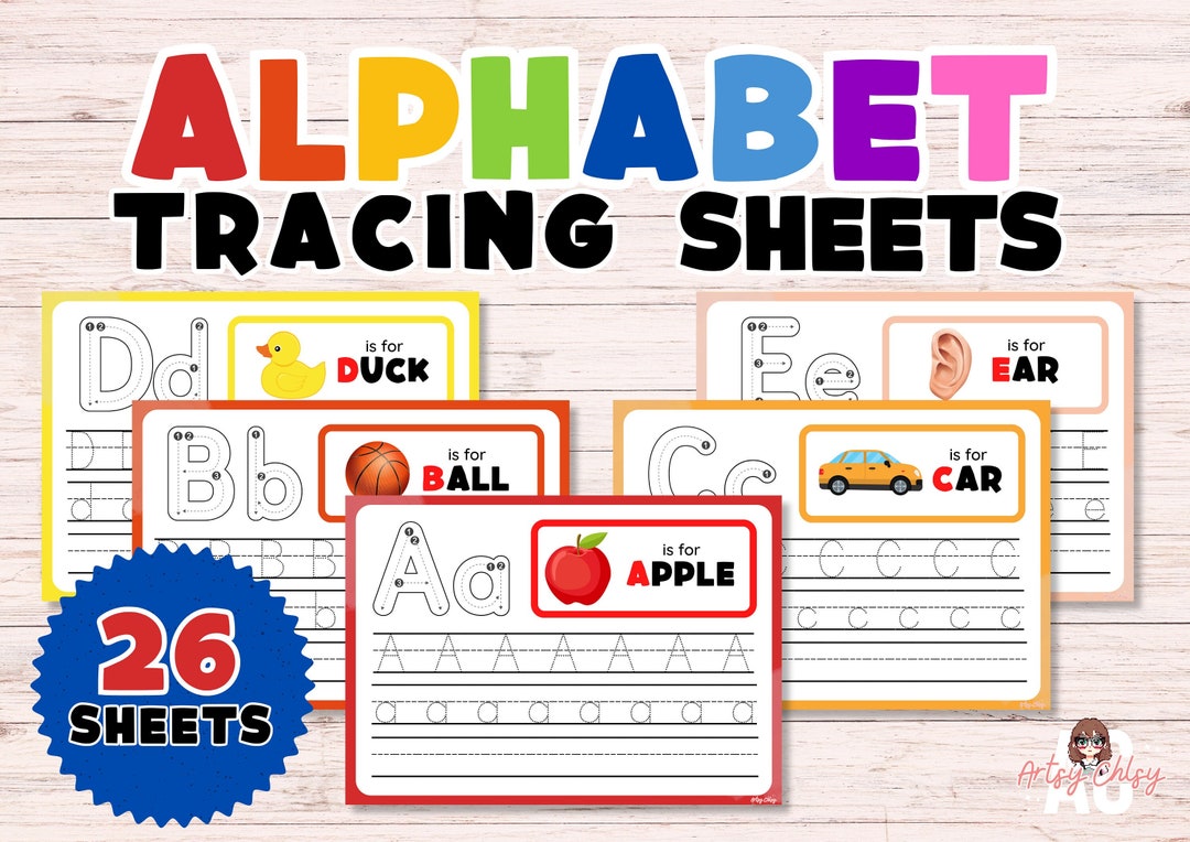 ABC Tracing Sheets Printable Alphabet Tracing Practice for Kids Letter ...